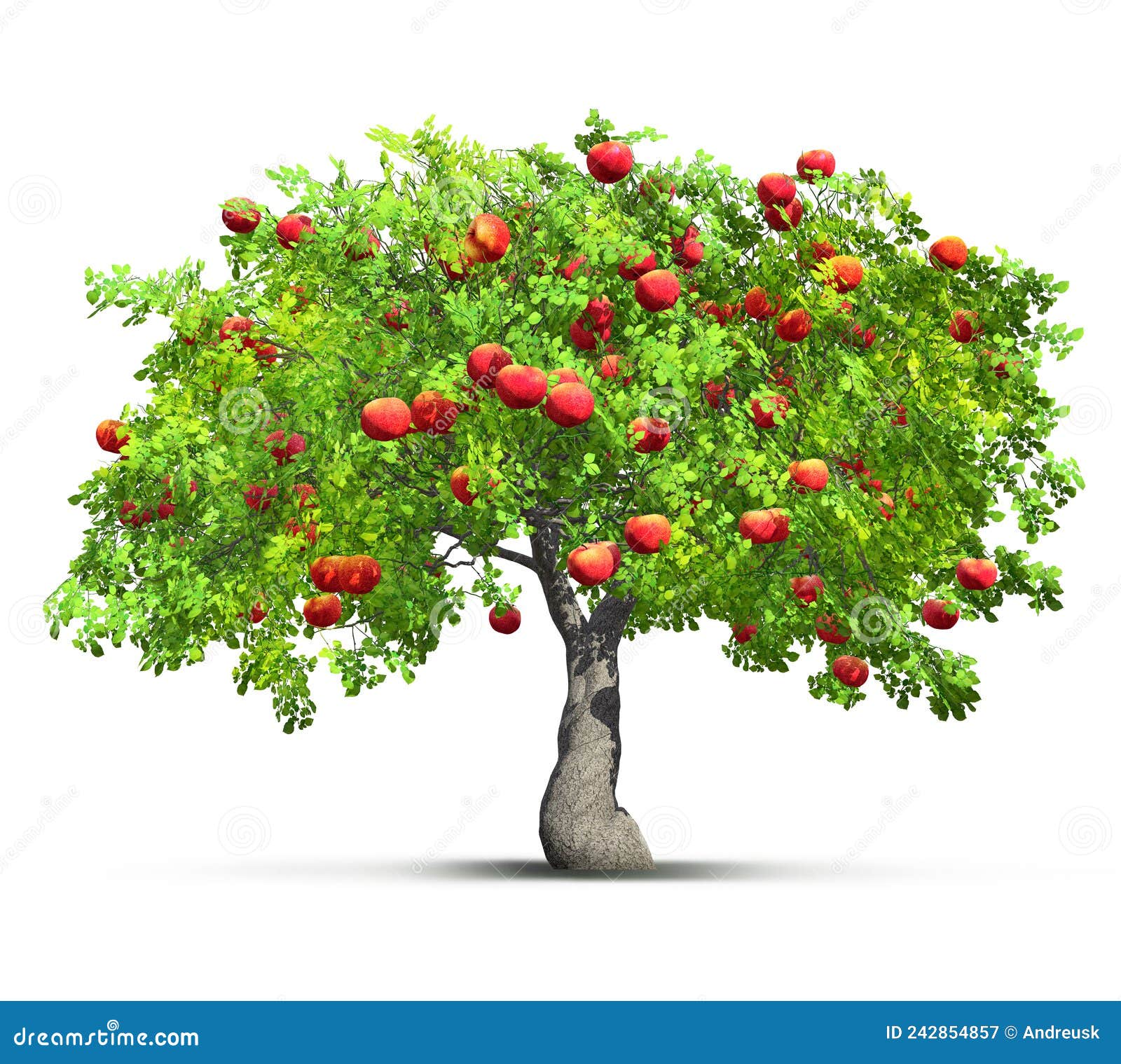 Red Apple Tree Isolated 3D Illustration Stock Illustration ...