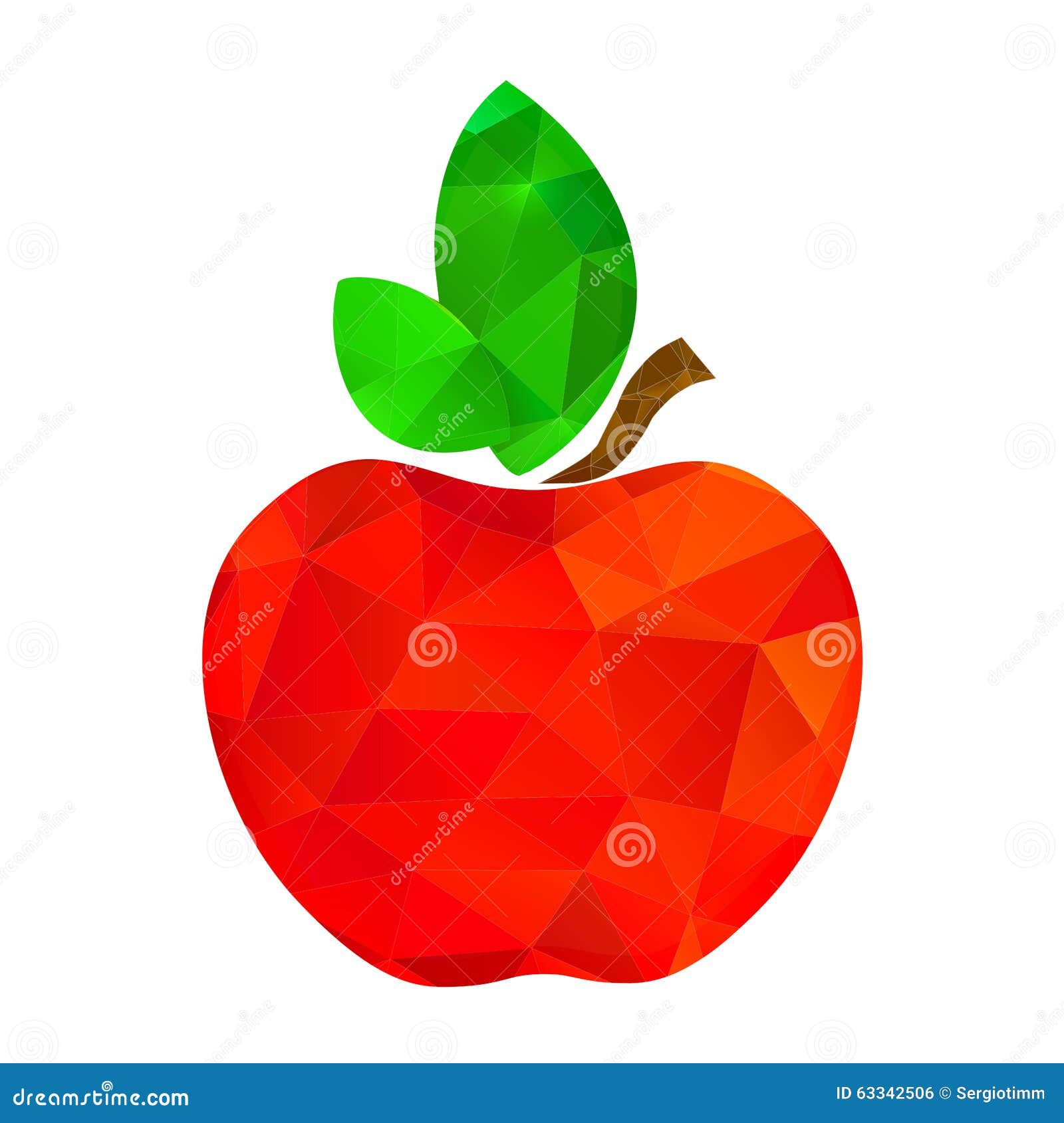 Red Apple Vector Polygon with Two Green Leaves Stock Vector ...