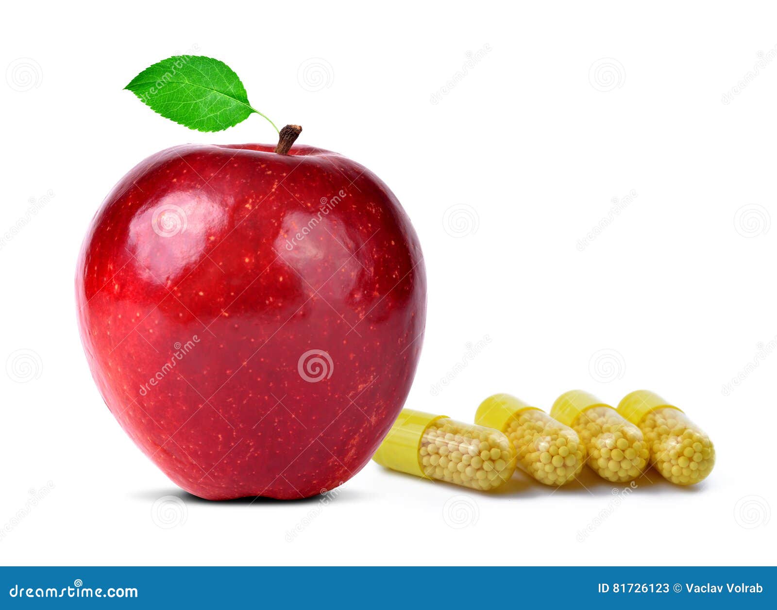 Red Apple with Vitamins Capsule Pills Stock Image - Image of medicine ...
