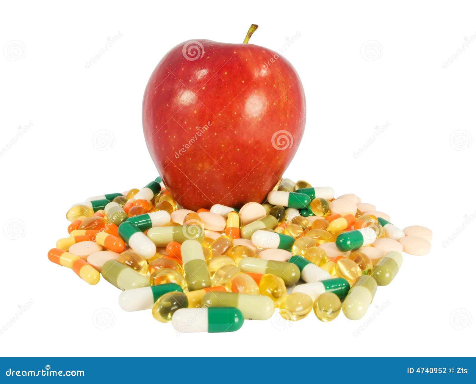 Red apple vs. pills stock photo. Image of capsules, colour - 4740952