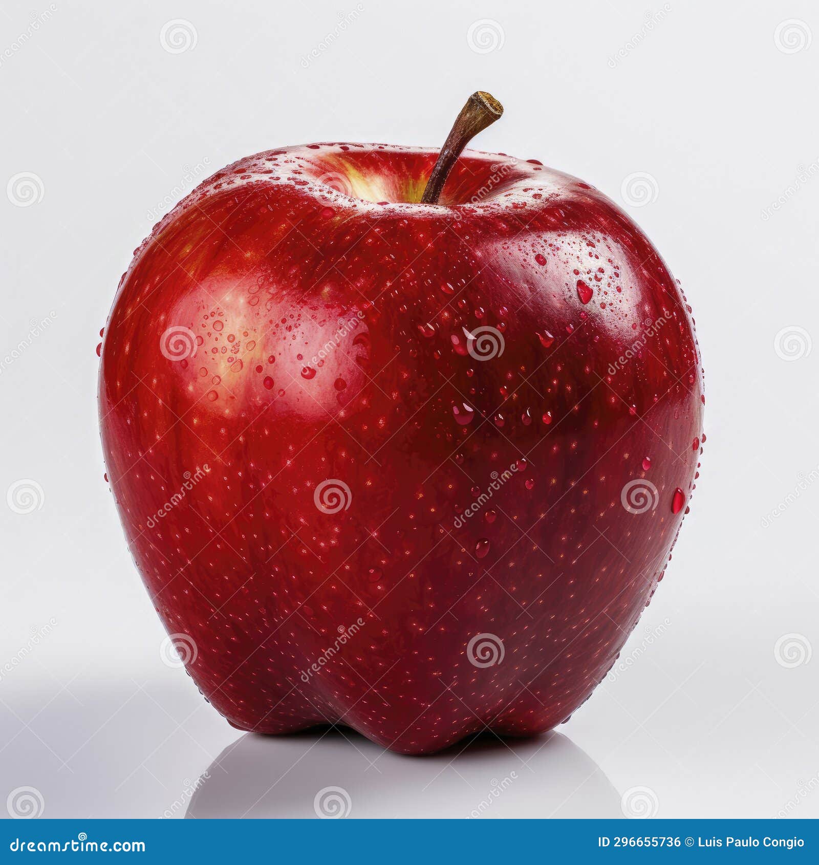 A Shiny Red Apple with Glistening Water Droplets Stock Photo - Image of ...