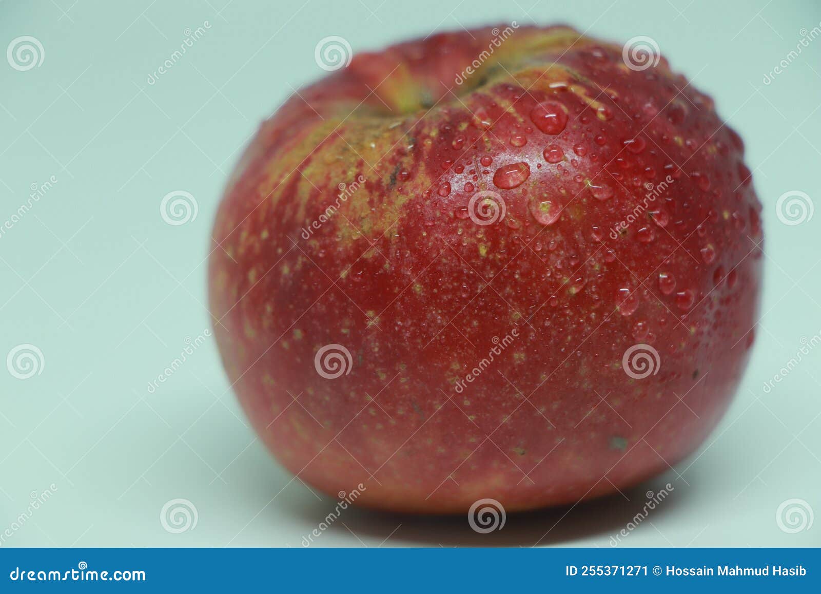 Red Apple in Water Drops on a White Background, Fresh Red Wet Apple ...