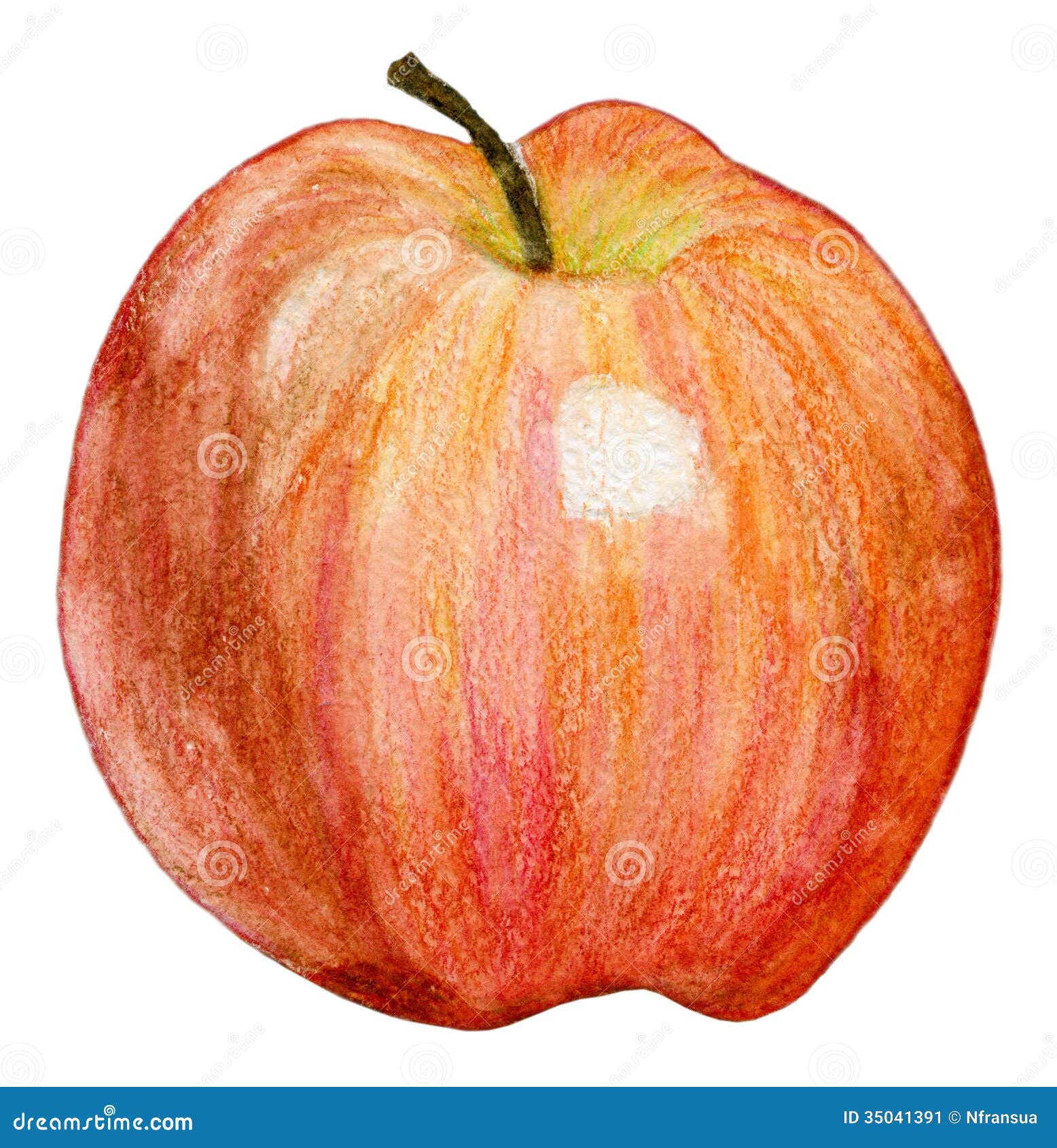 Red apple watercolor stock illustration. Illustration of nature - 35041391