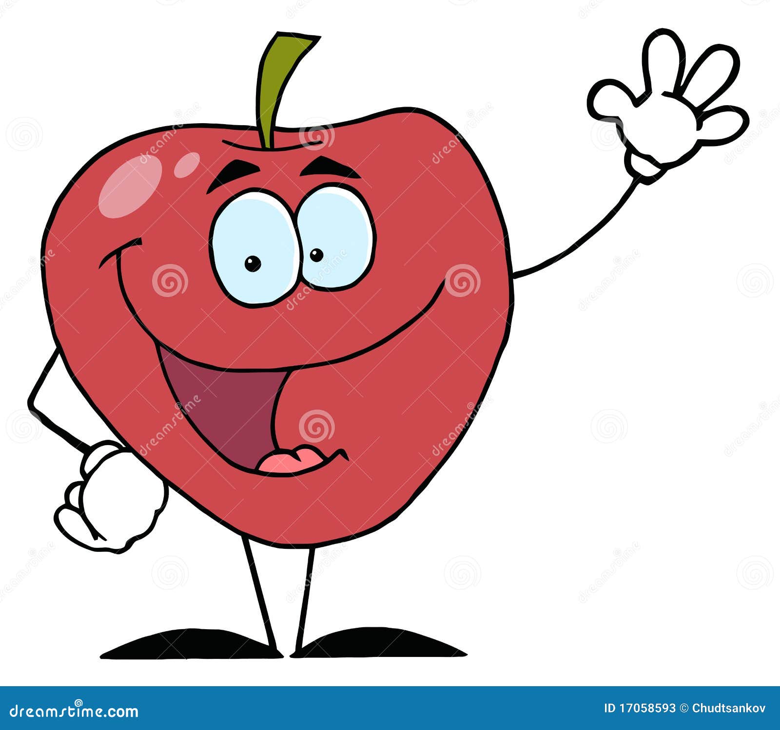 Red Apple Waving a Greeting Stock Vector - Illustration of drawing ...