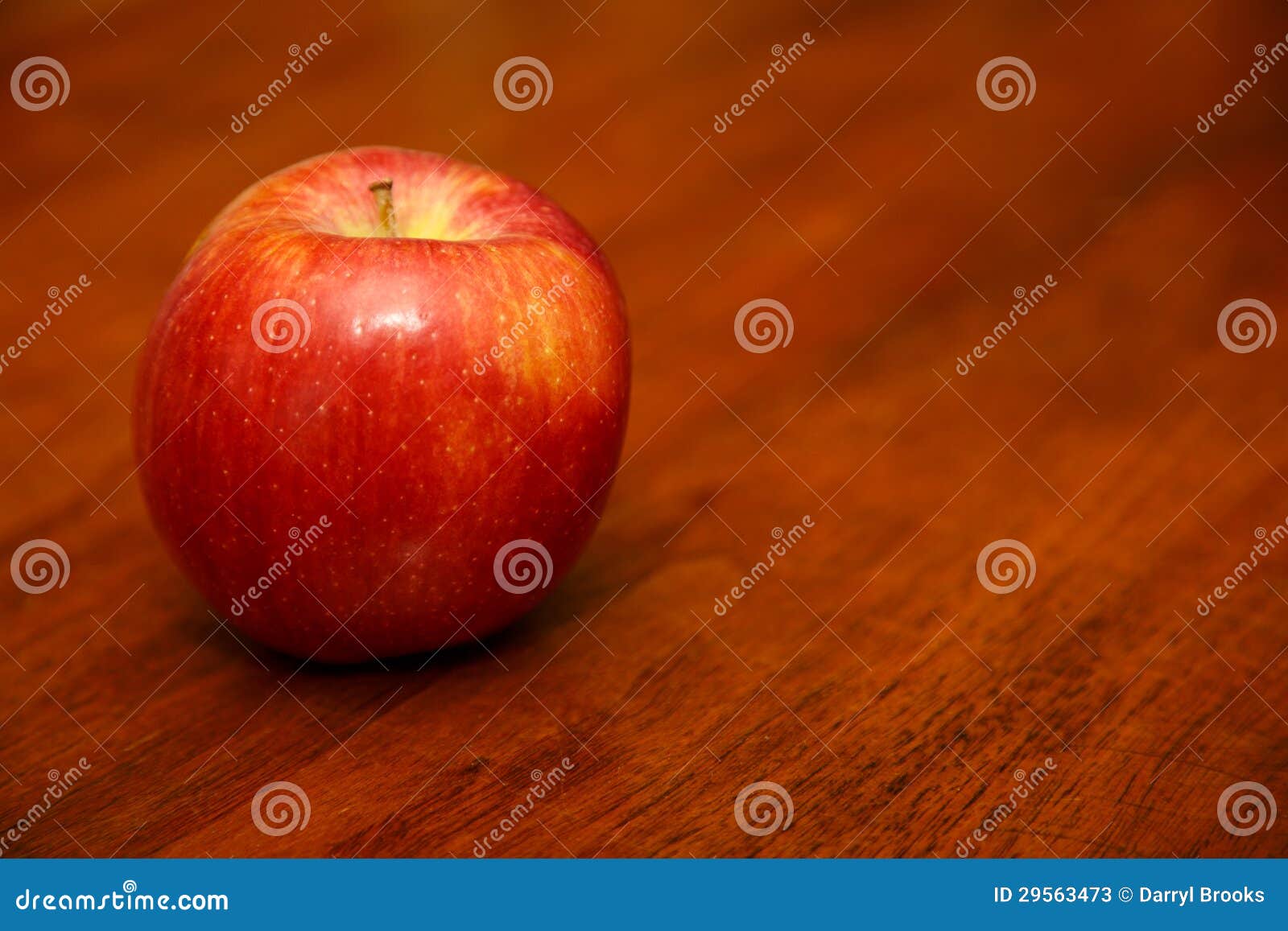 Red Apple on Wood Table stock image. Image of sweet, agriculture - 29563473