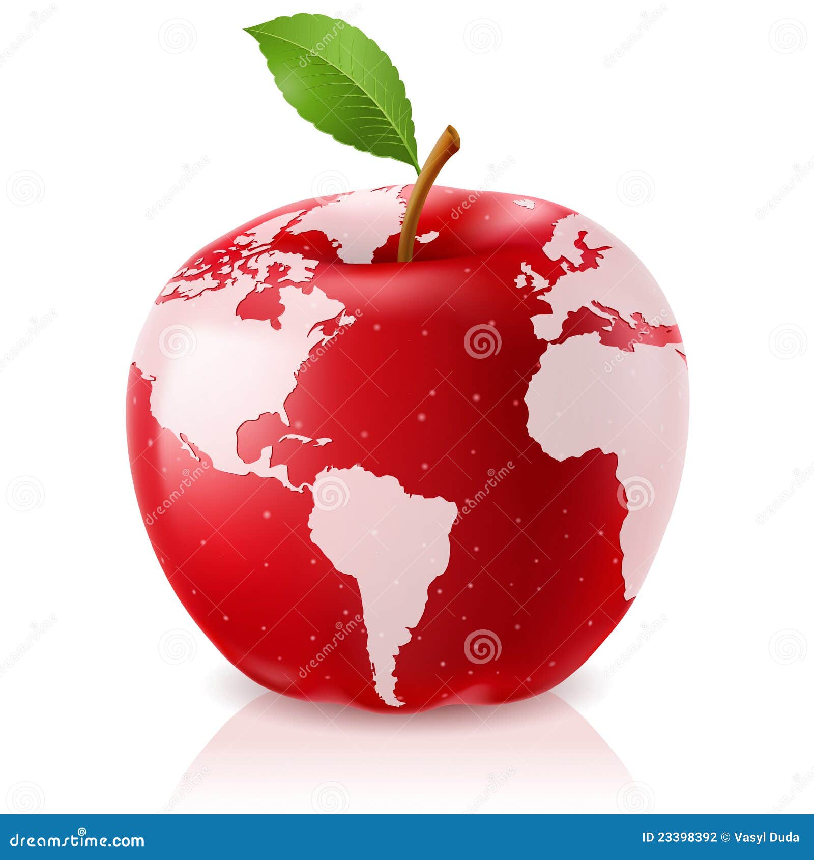 Red Apple World Map stock illustration. Illustration of land - 23398392