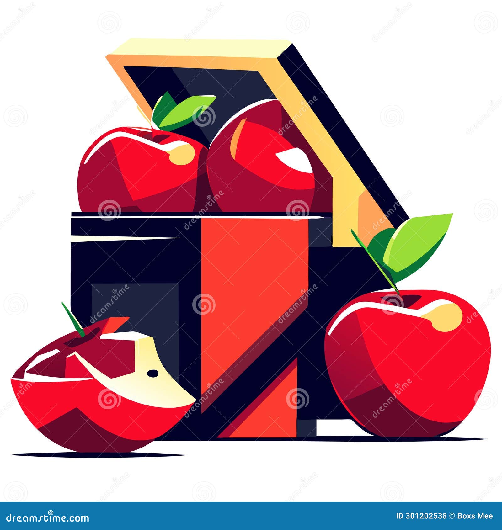 Red Apples in a Box. Vector Illustration in a Flat Style Stock Vector ...
