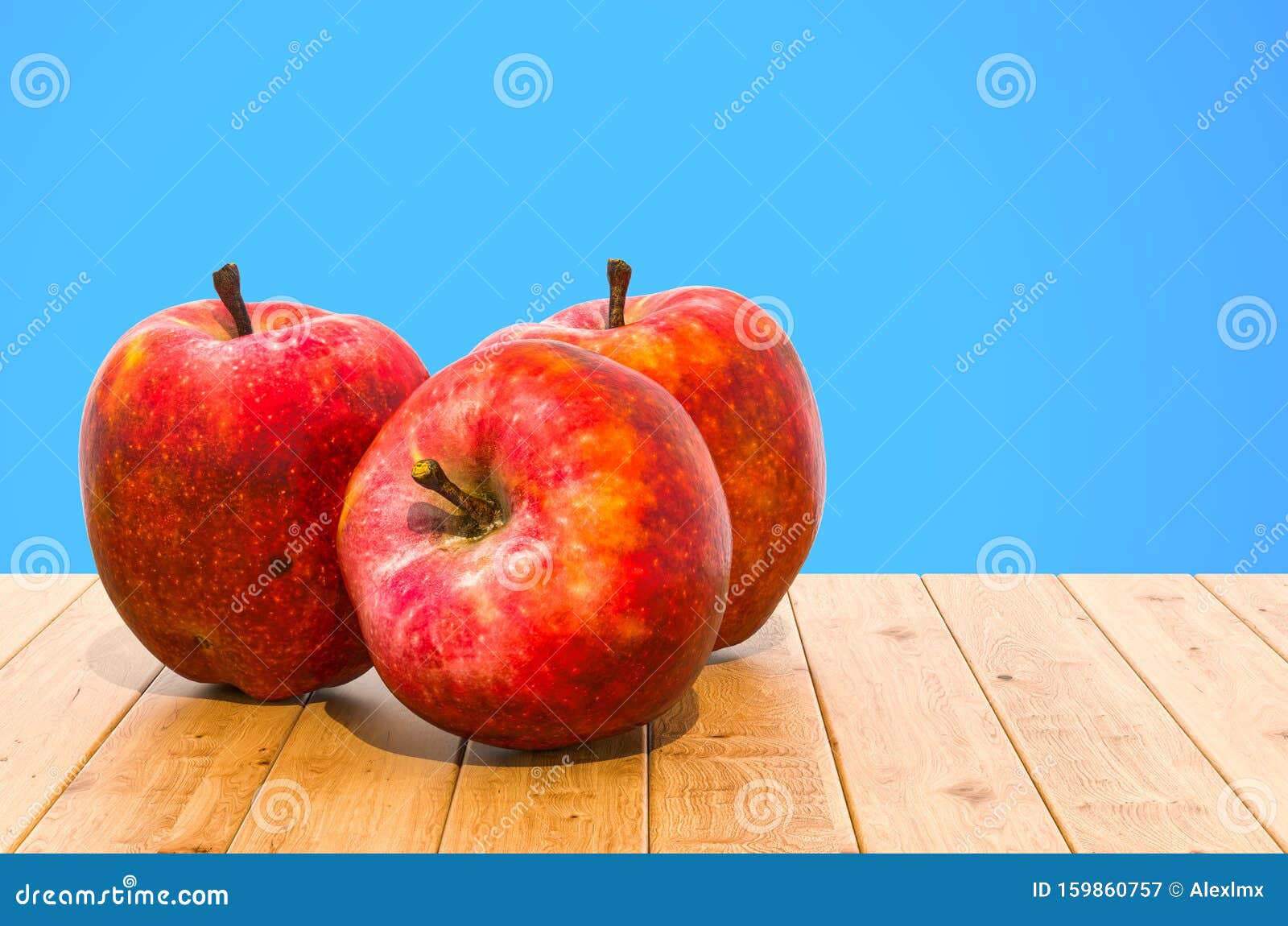 Red Apples Close-up 3d Rendering with Realistic Texture on the Wooden ...
