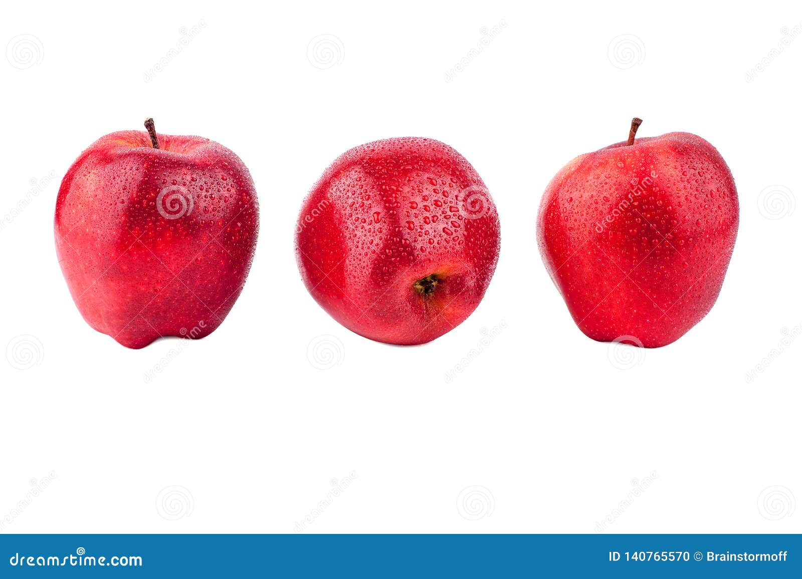 Red Apples Different Sides View on White Background Isolated Close Up ...