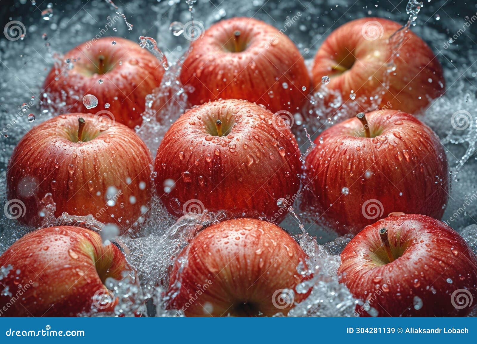 The Red Apples Fell into the Water . Splash of Water Stock Illustration ...