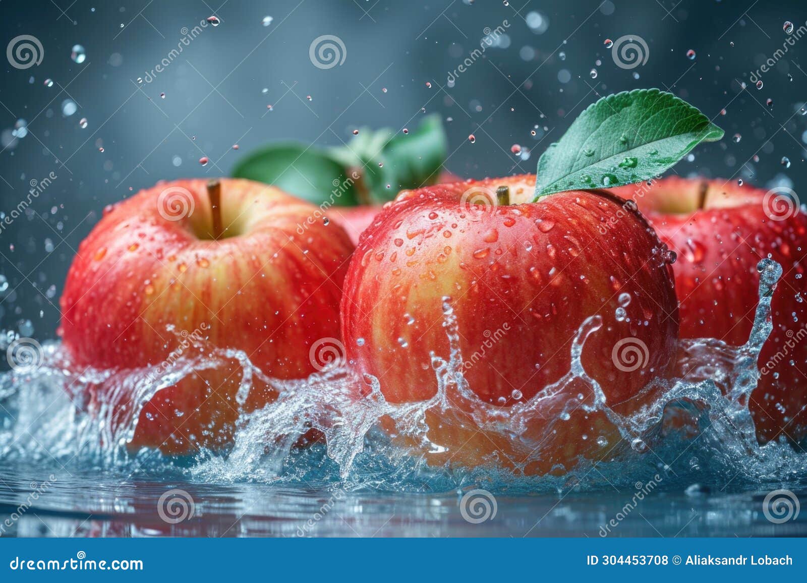 The Red Apples Fell into the Water . Splash of Water Stock Illustration ...