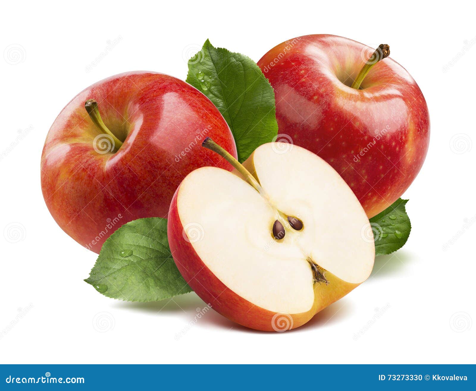 3 Red Apples Half Isolated on White Background Stock Photo - Image of ...