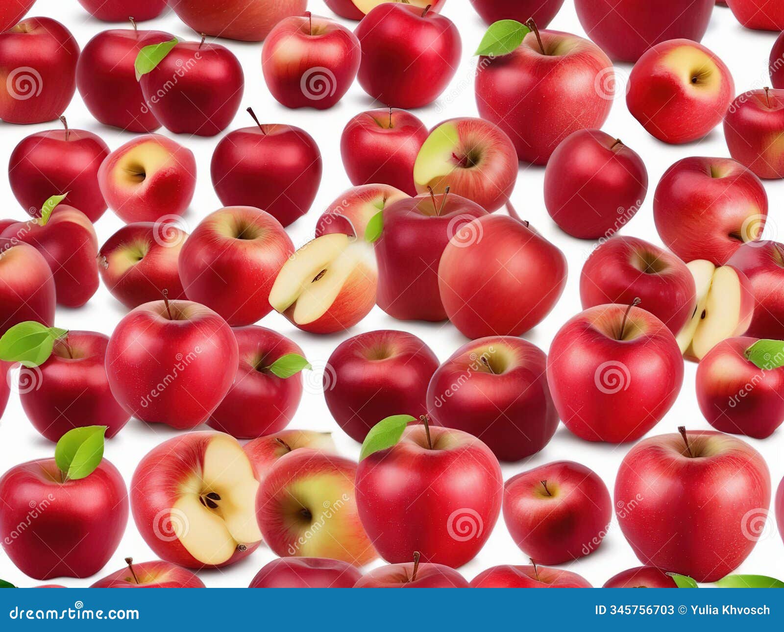 Red Apples Isolated on White, Abstract Apple Background Pattern. Stock ...