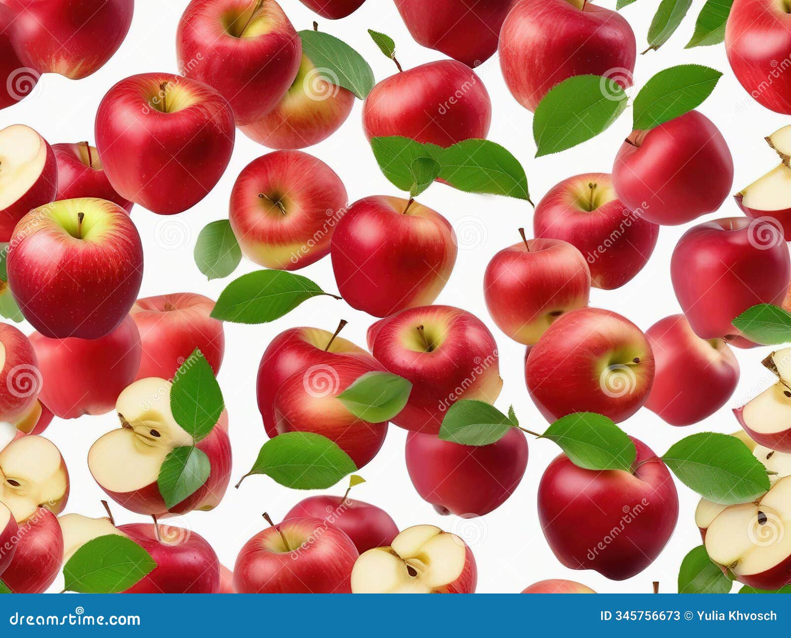 Red Apples Isolated on White, Abstract Apple Background Pattern. Stock Image - Image of fabric ...