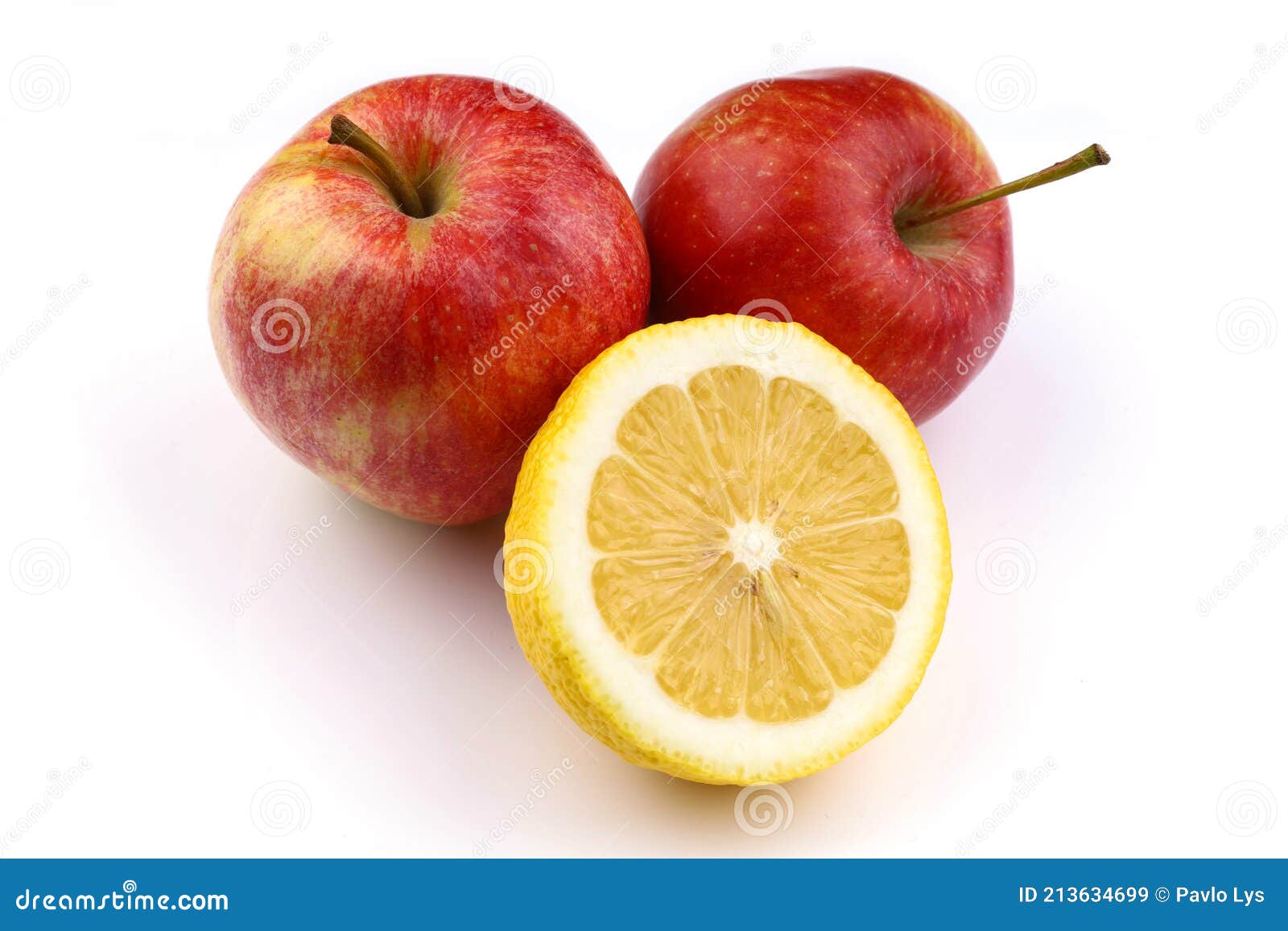 Red Apples and Lemon White Background Stock Image - Image of lemon ...