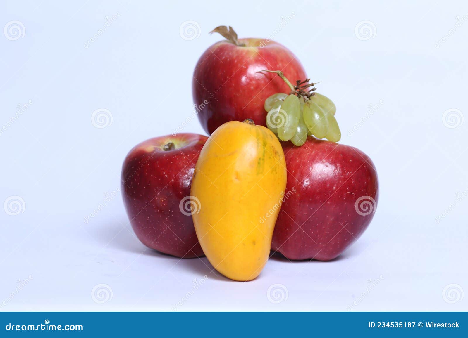 Red Apples, Mango and Grapes Isolated on White Background Stock Image ...
