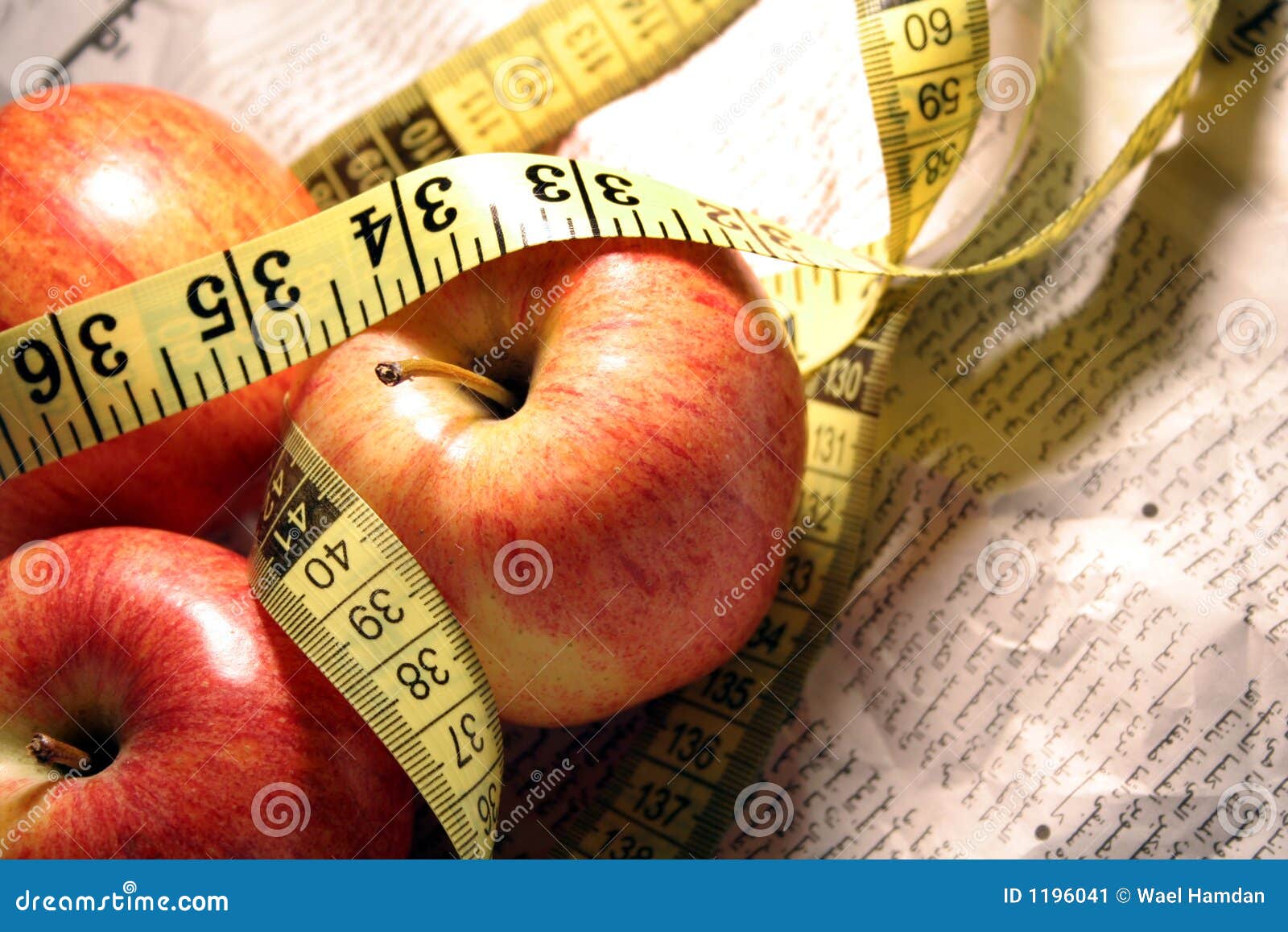 Red Apples with Measuring Tap Stock Image - Image of exercise, food ...