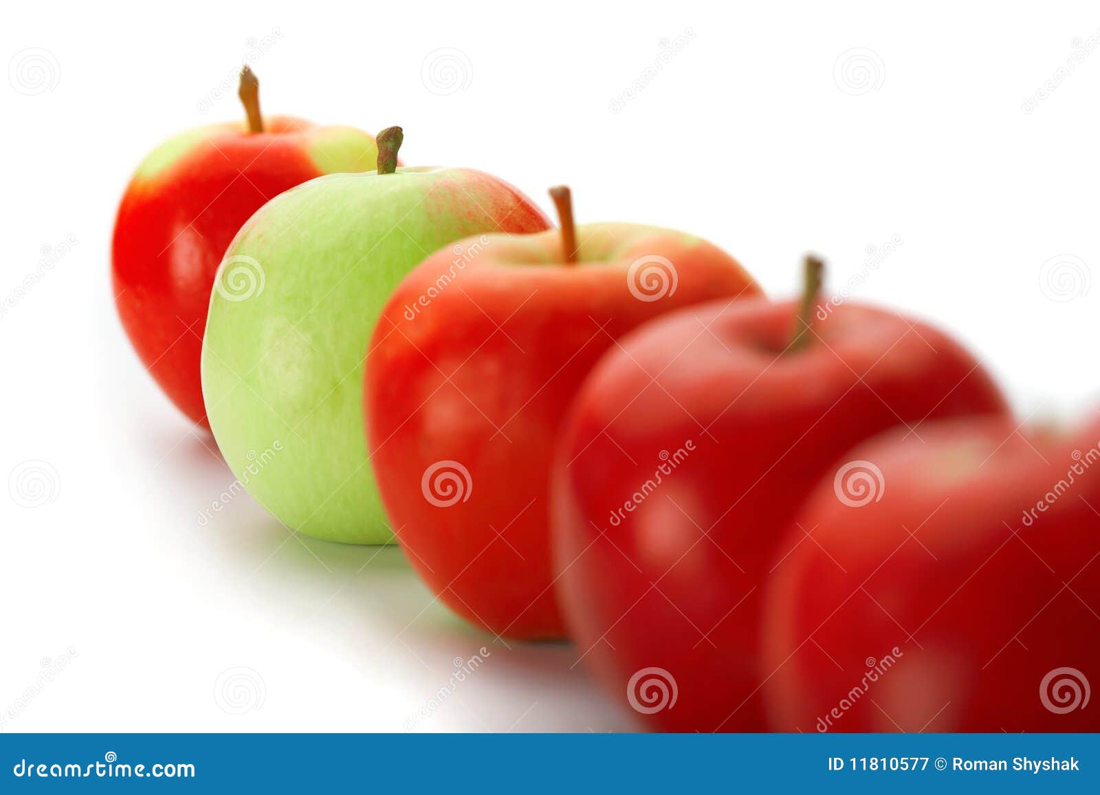 Red Apples with One Green One Stock Image - Image of food, arrangement ...