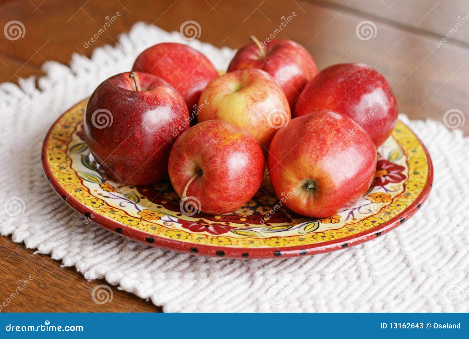 Red Apples on Plate stock image. Image of home, plate - 13162643