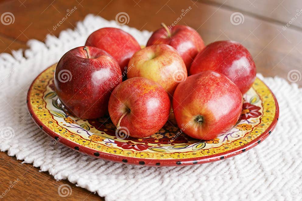 Red Apples on Plate stock image. Image of home, plate - 13162643