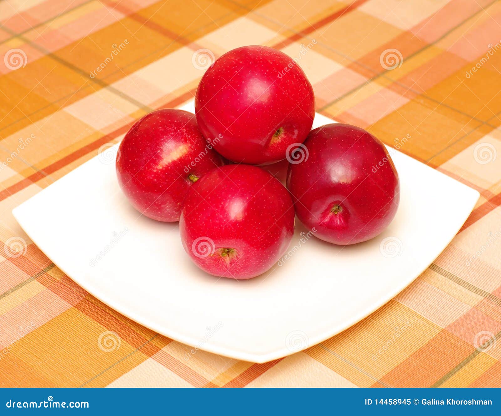 Red apples on plate stock image. Image of apples, white - 14458945