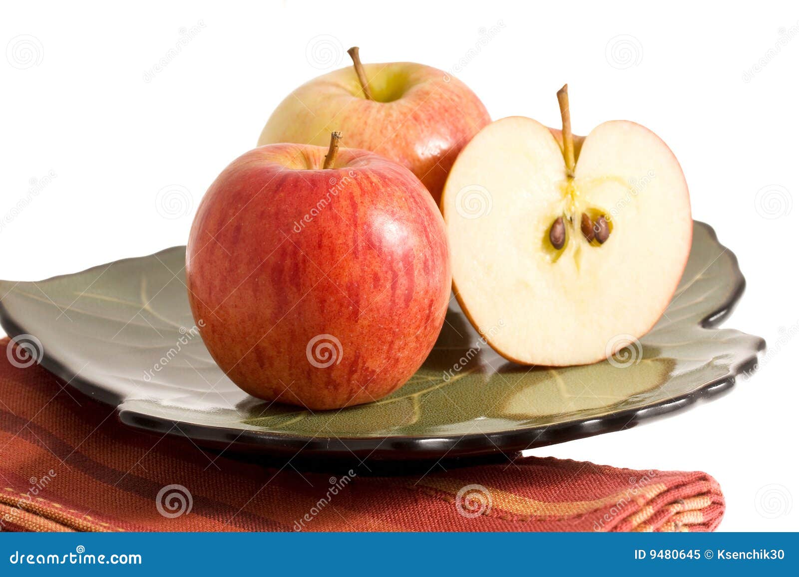 Red apples on the plate stock image. Image of minerals - 9480645