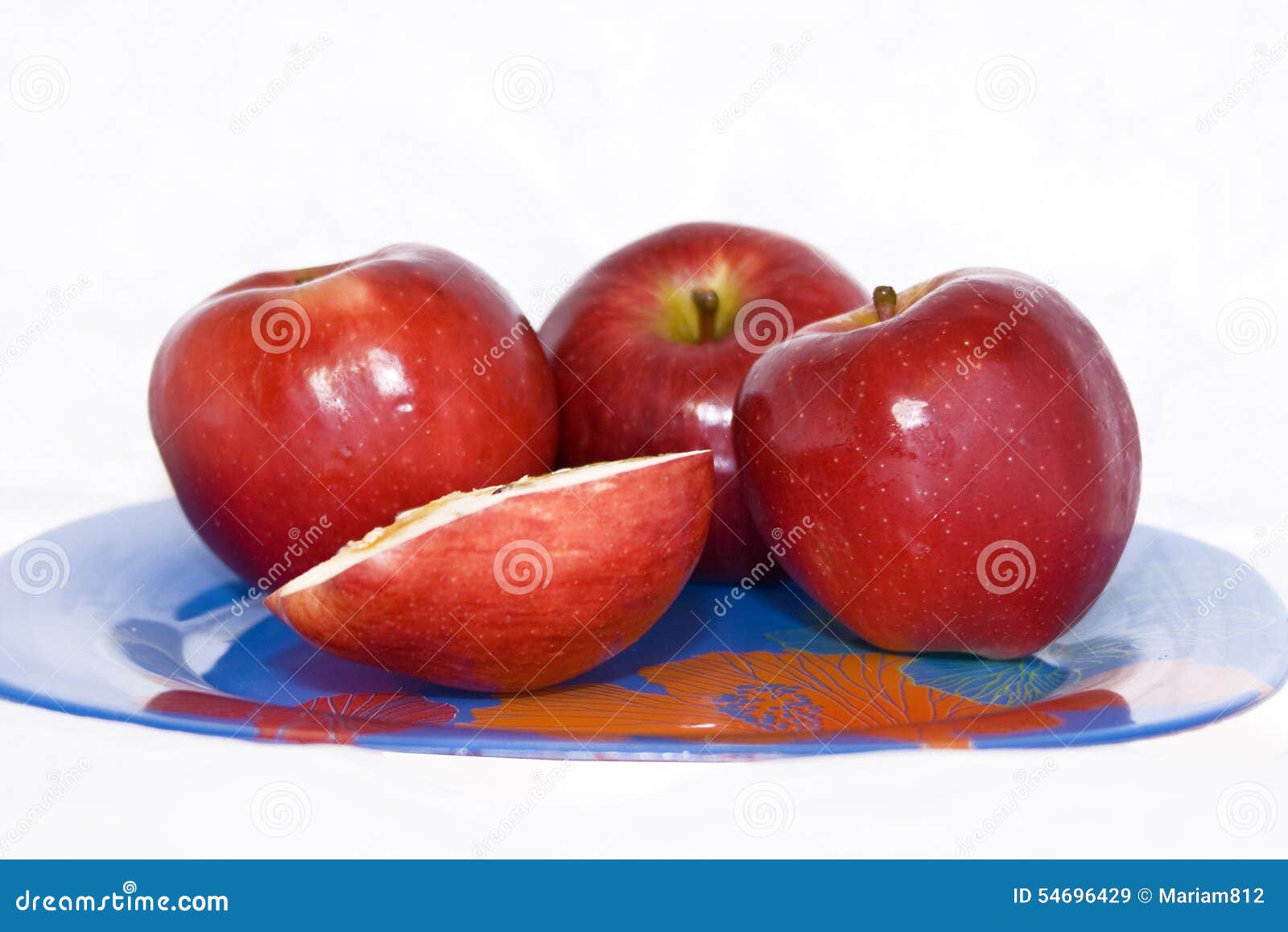 Red apples on the plate stock image. Image of fresh, beautiful - 54696429