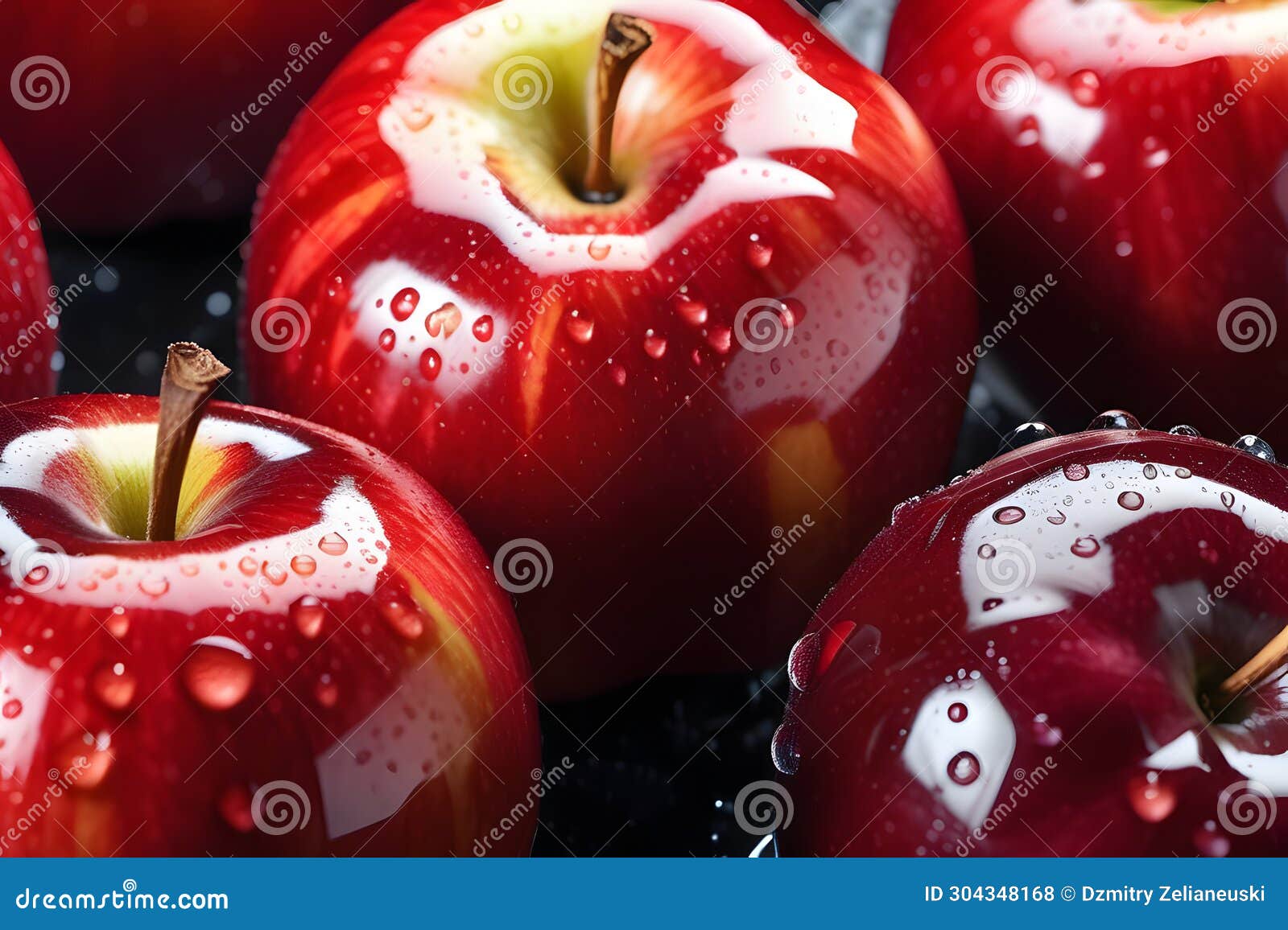 Red Apples in the Rain. Generative AI Stock Illustration - Illustration ...