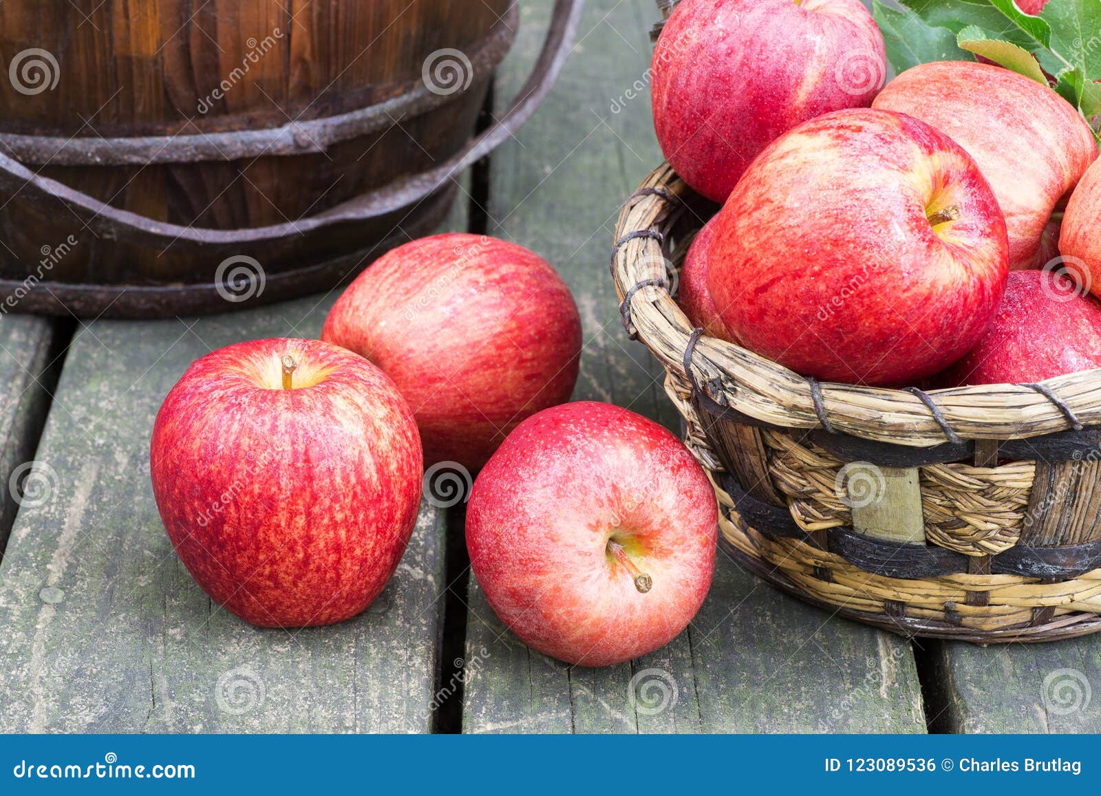 Red Apples in a Rustic Setting Stock Photo - Image of food, rustic ...