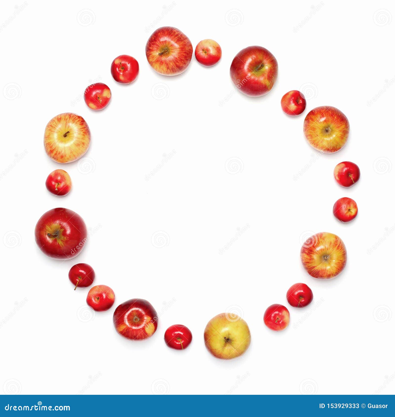 Red Apples in the Shape of Circle Isolated on White Stock Image - Image ...
