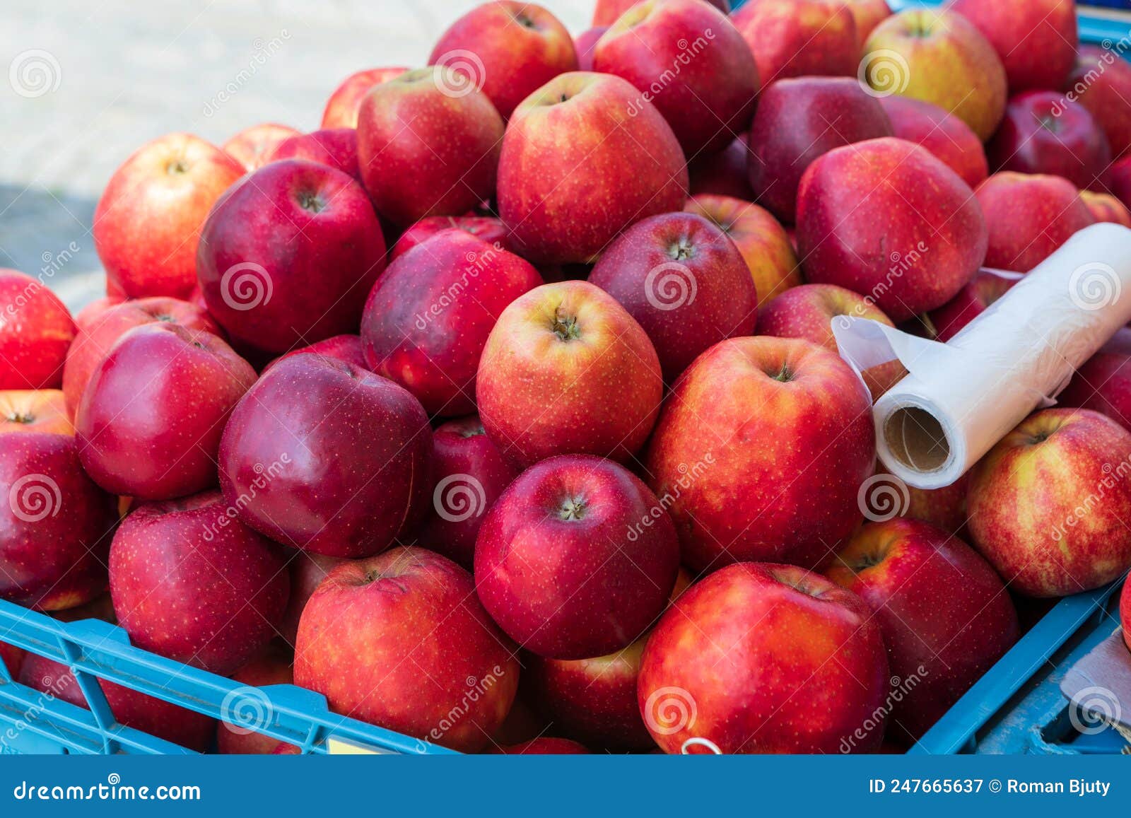 Red Apples Stacked on a Market Counter Stock Image - Image of colorful ...