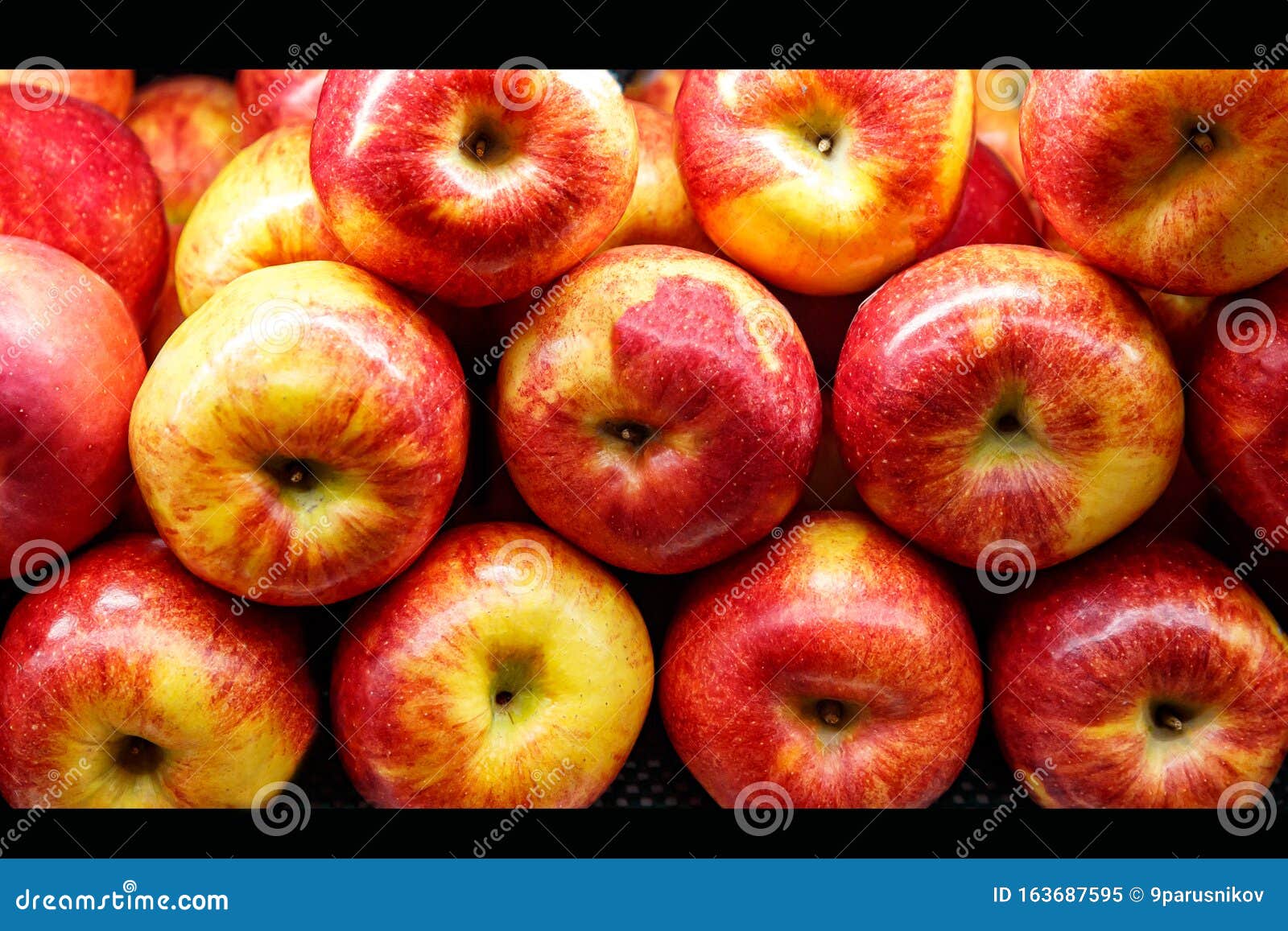 Red Apples at the Supermarket Counter Stock Image - Image of interior ...
