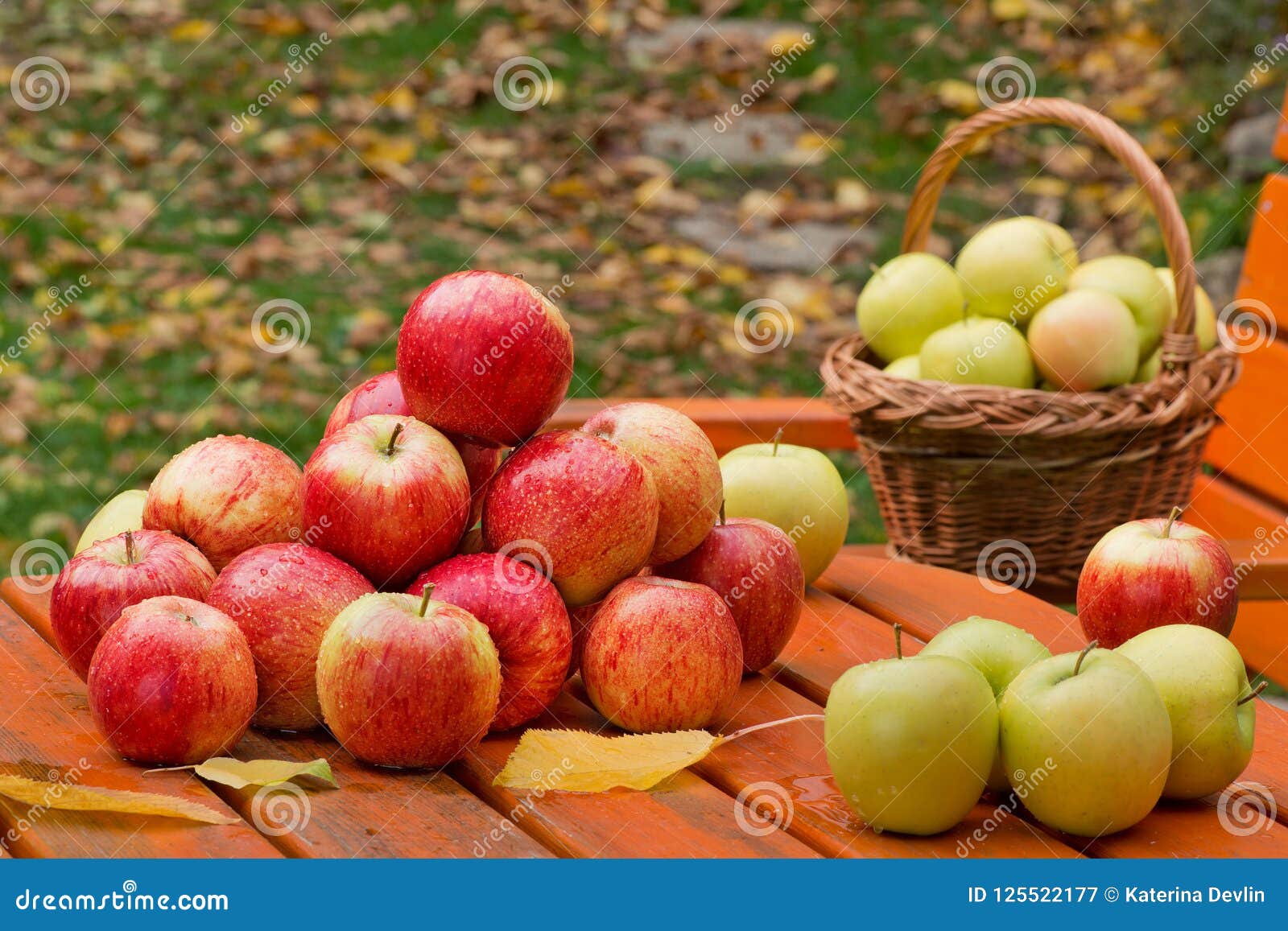 Red apples on the table stock image. Image of water - 125522177