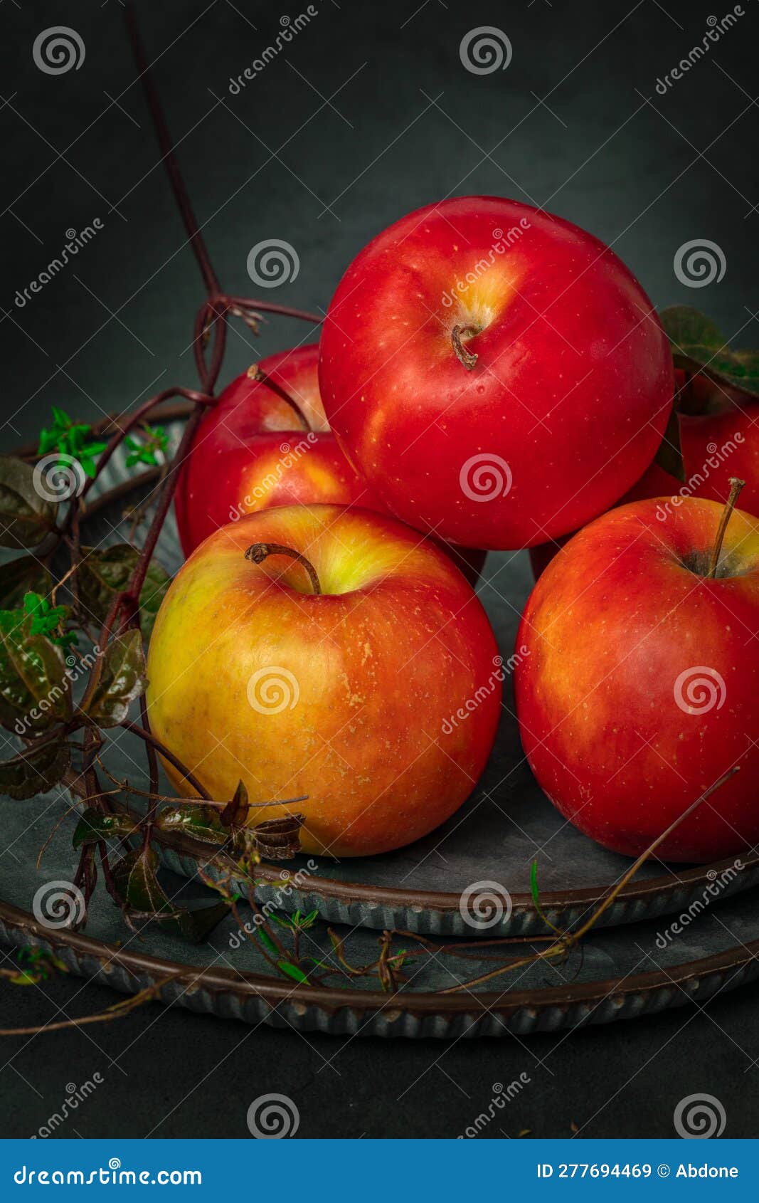 Red apples on a tray stock illustration. Illustration of background ...