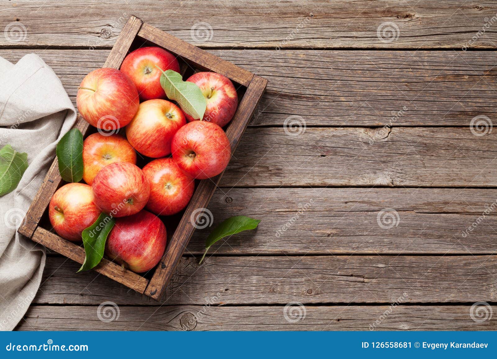 Red apples in wooden box stock image. Image of natural - 126558681
