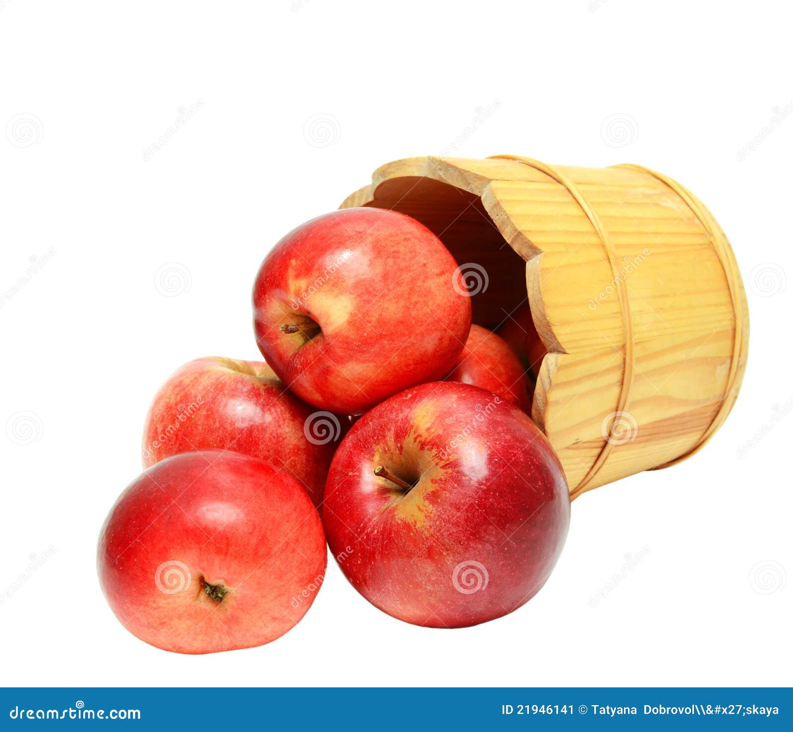Red Apples in Wooden Bucket Stock Image - Image of organic, vegetarian ...