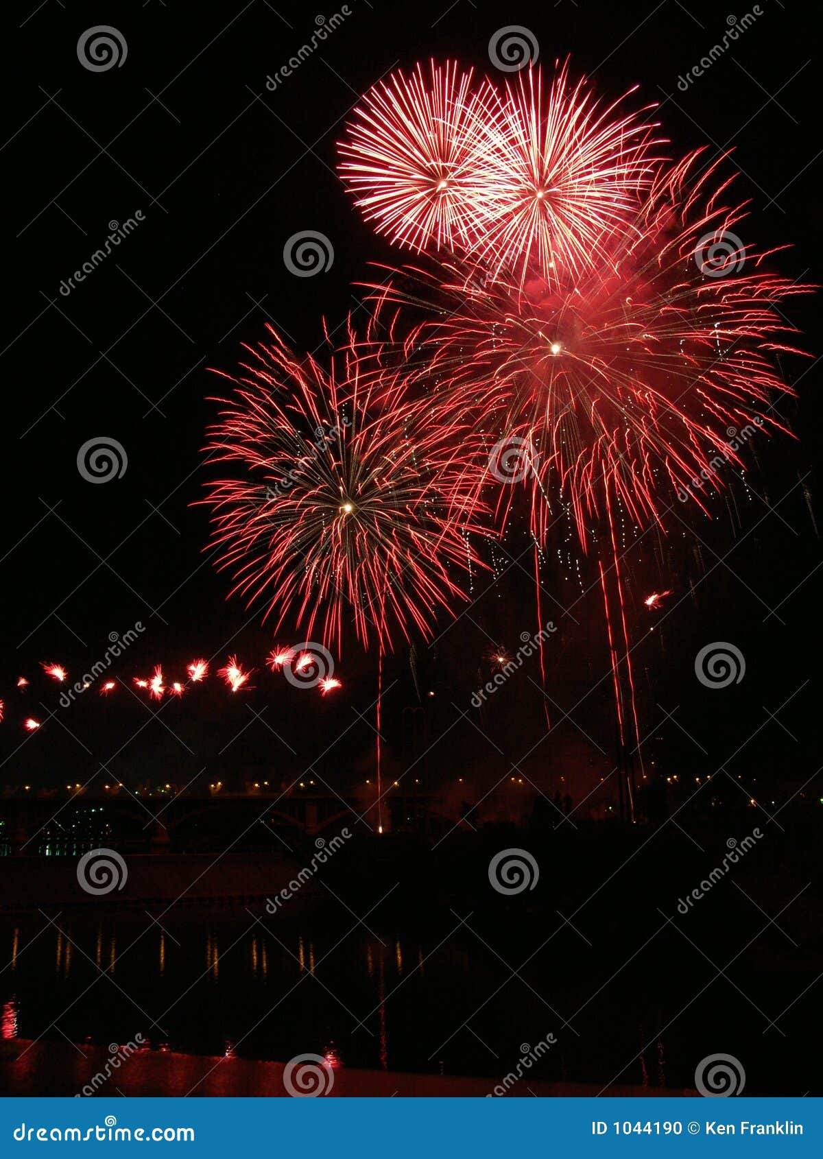 Red Aquatennial Fireworks stock photo. Image of explosion - 1044190
