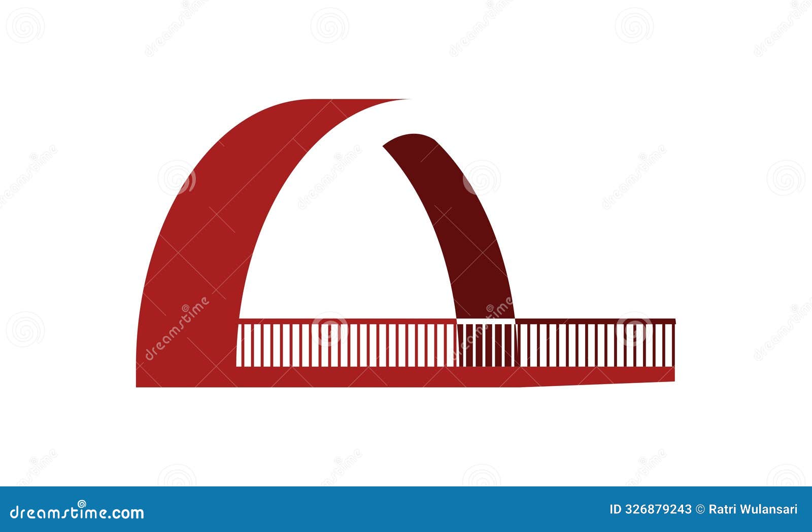 Red Arch Bridge Illustration Design Vector Stock Illustration ...