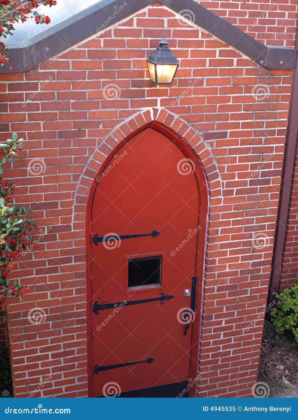 Red Arch Door stock image. Image of religion, brick, church - 4945535