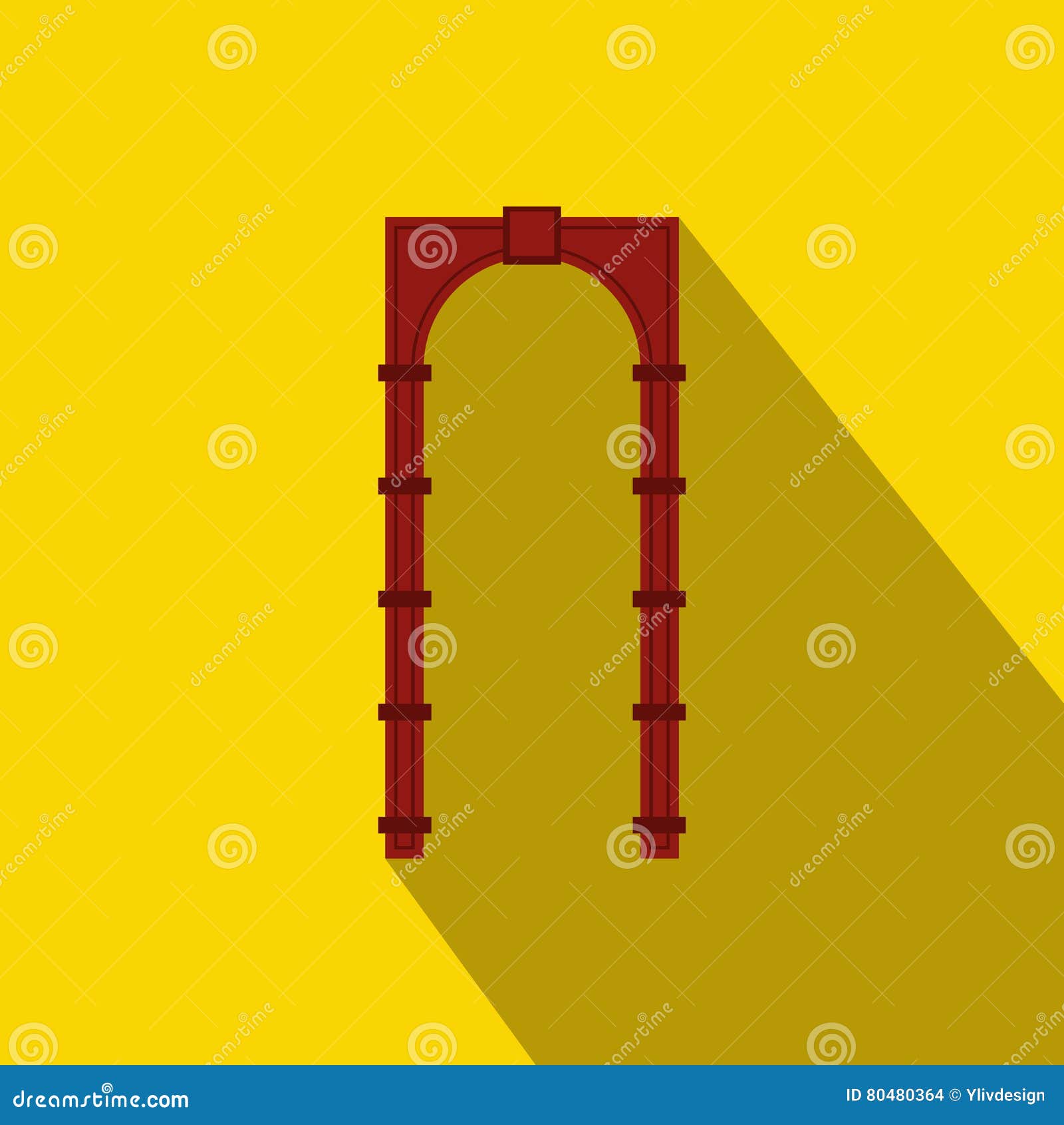 Red arch icon, flat style stock vector. Illustration of decoration ...