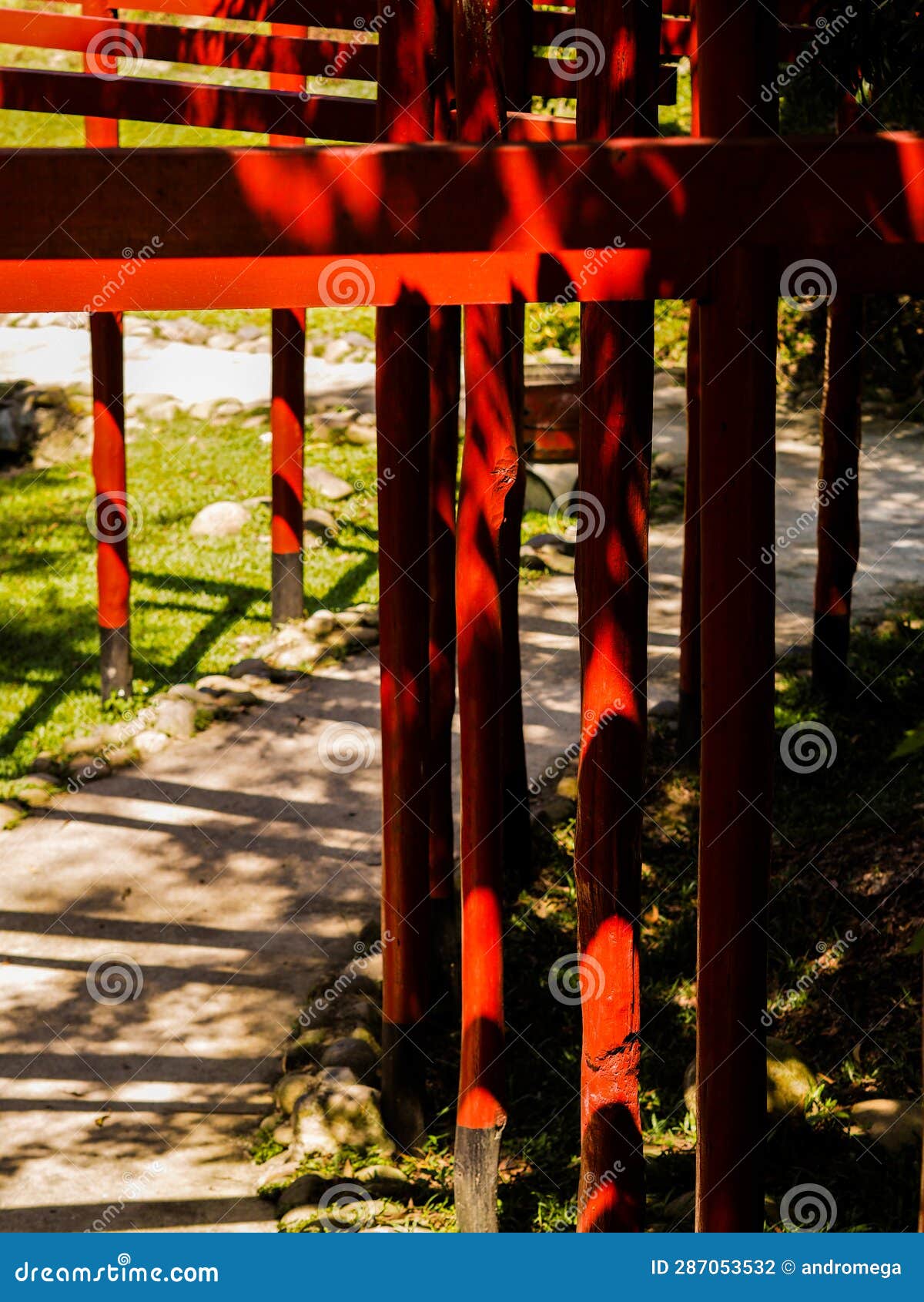 Red arch like in japan stock photo. Image of autumn - 287053532