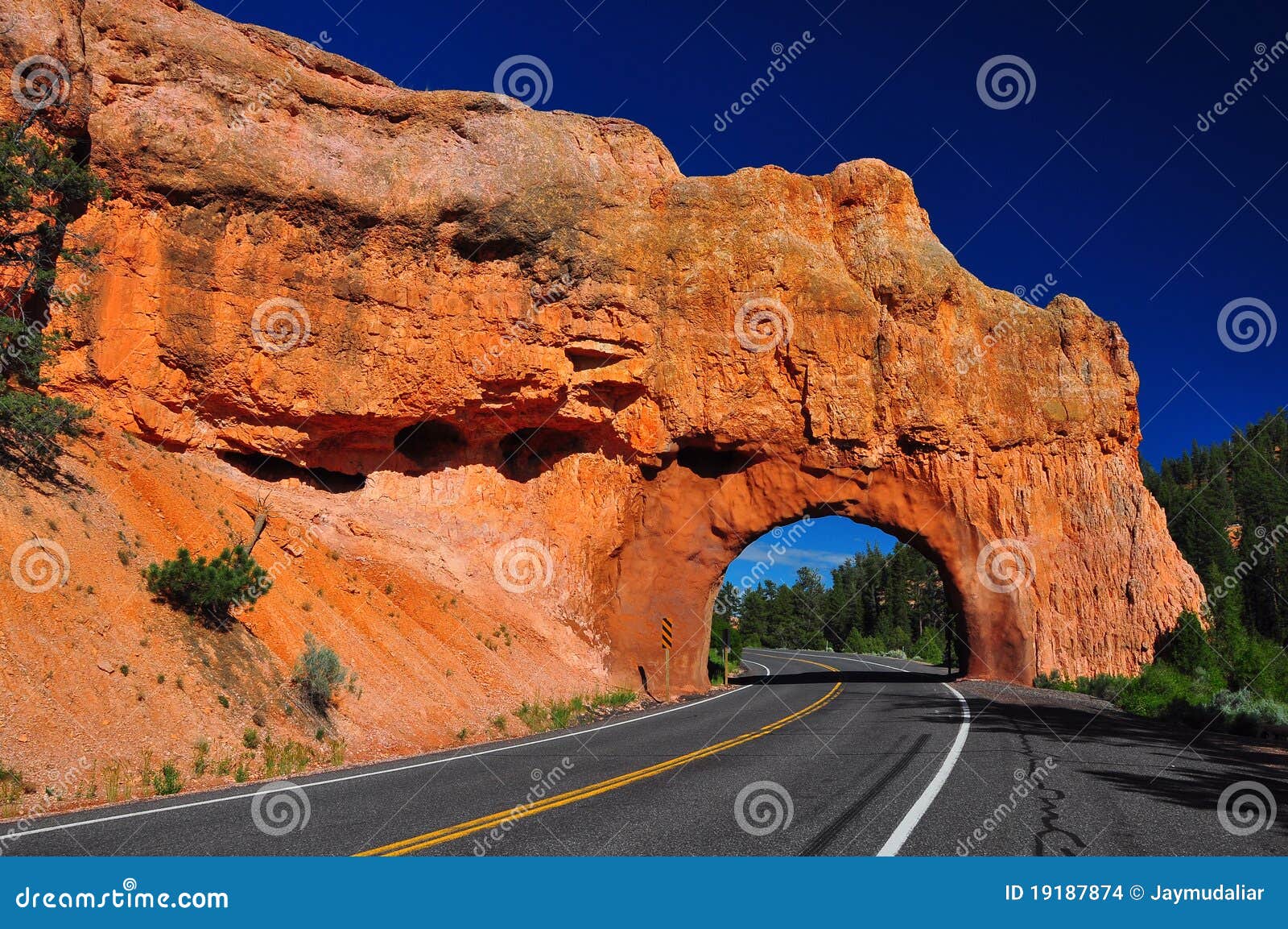 Red Arch Road Tunnel at Bryce Canyon Stock Photo - Image of attraction ...