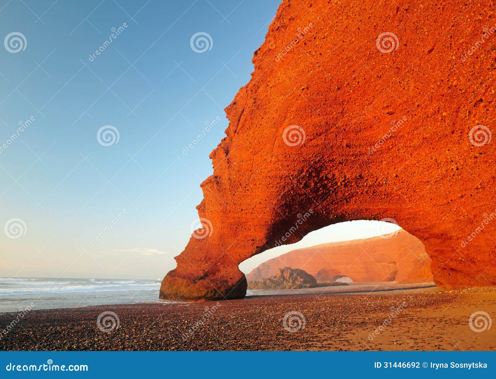Red Archs on Atlantic Ocean Coast. Morocco Stock Photo - Image of coast ...