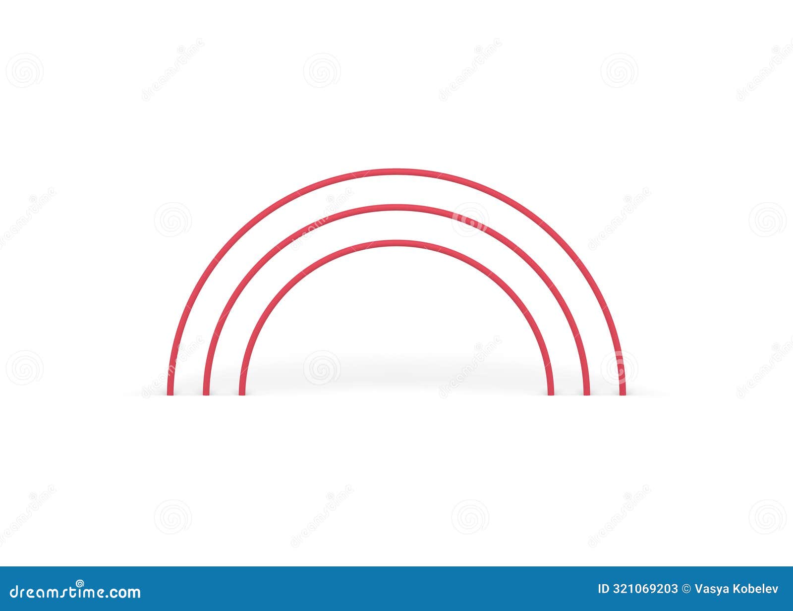 Red Archway Multilevel Curved Exit Entrance Semicircle 3d Element ...