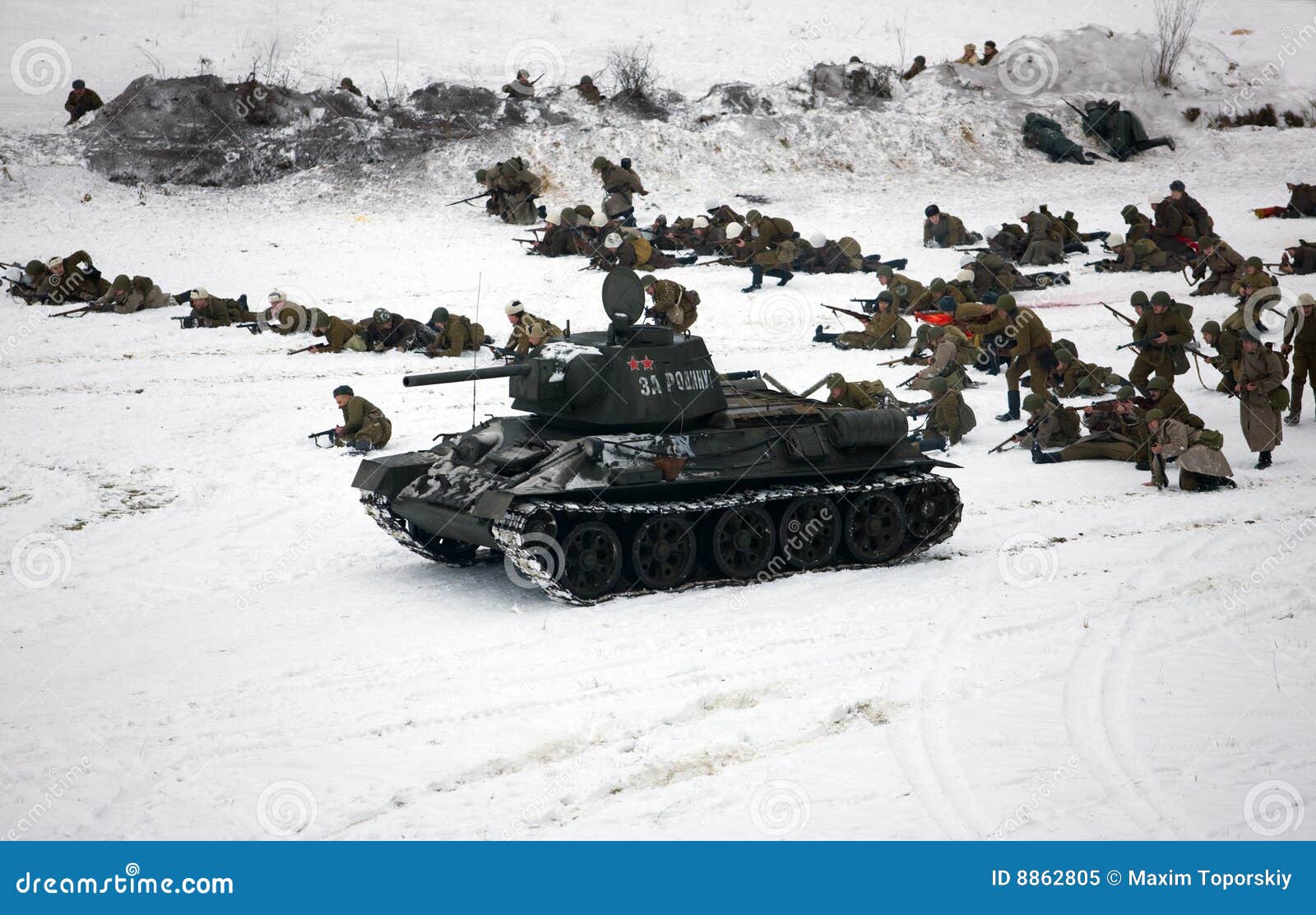 Red Army Attack. Reconstruction of the WW II, 1943 Editorial Image ...