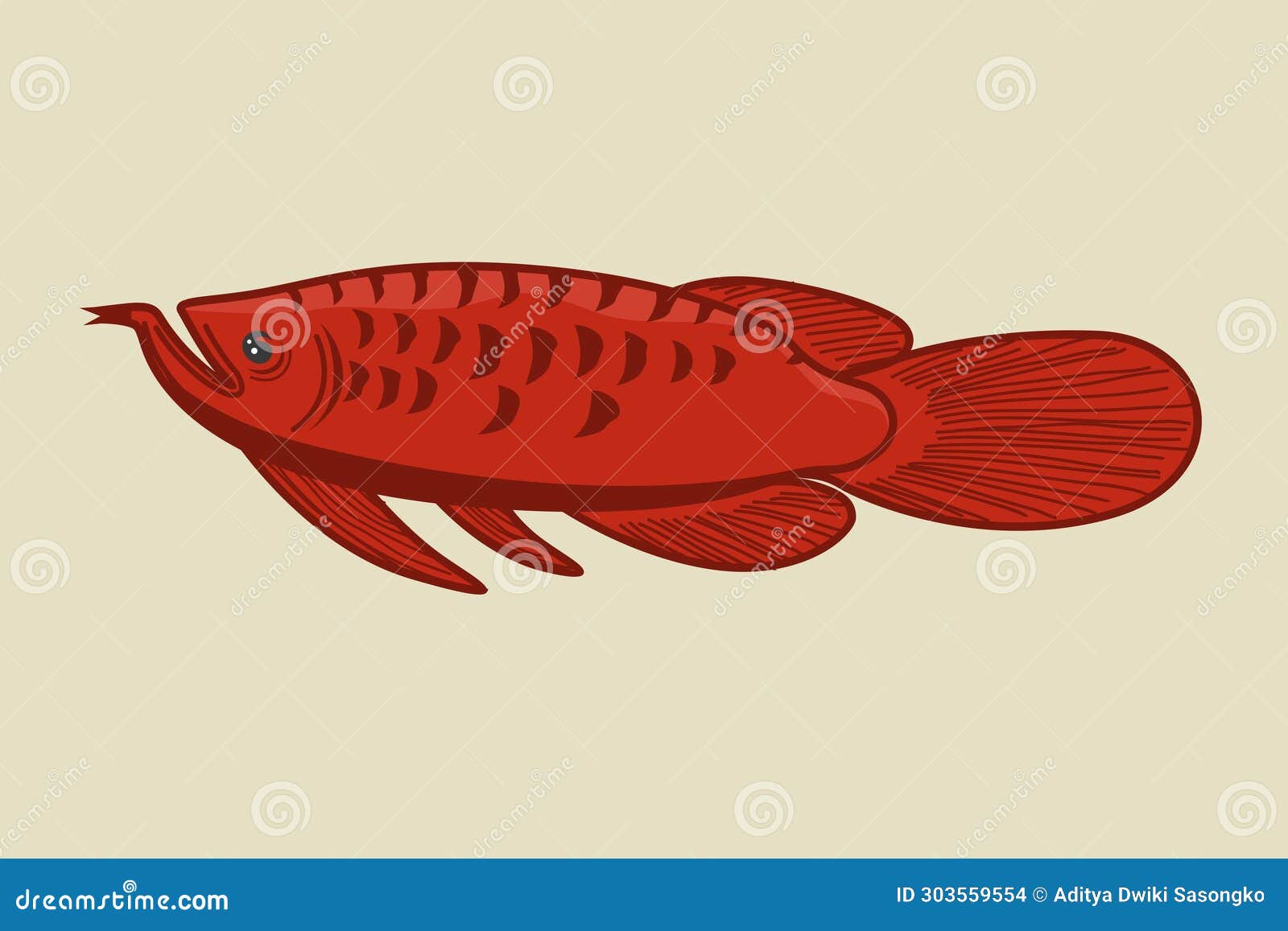 Red Arowana Mascot. Esport Logo Design Cartoon Vector | CartoonDealer ...