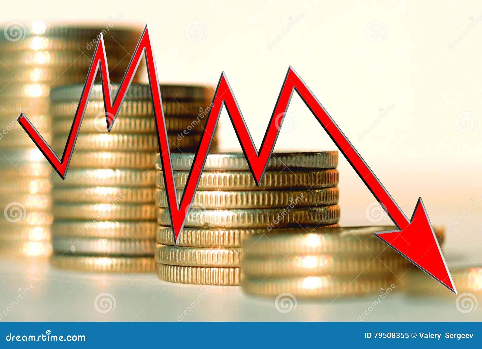 The Red Arrow on the Background of Money . Stock Image - Image of ...