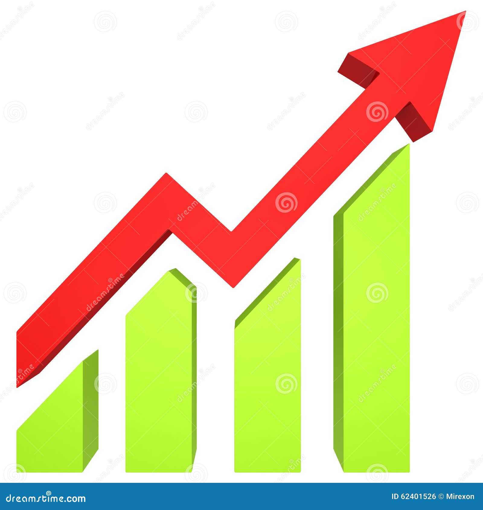 Red Arrow and Bar Chart Moves Up Stock Illustration - Illustration of ...