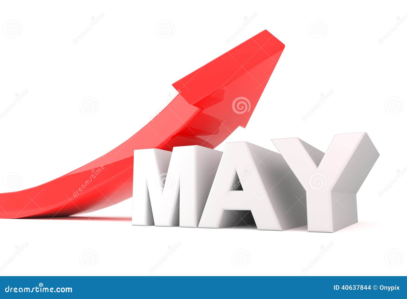 Red Arrow Bends Upwards Over a 3d May Text Stock Illustration ...