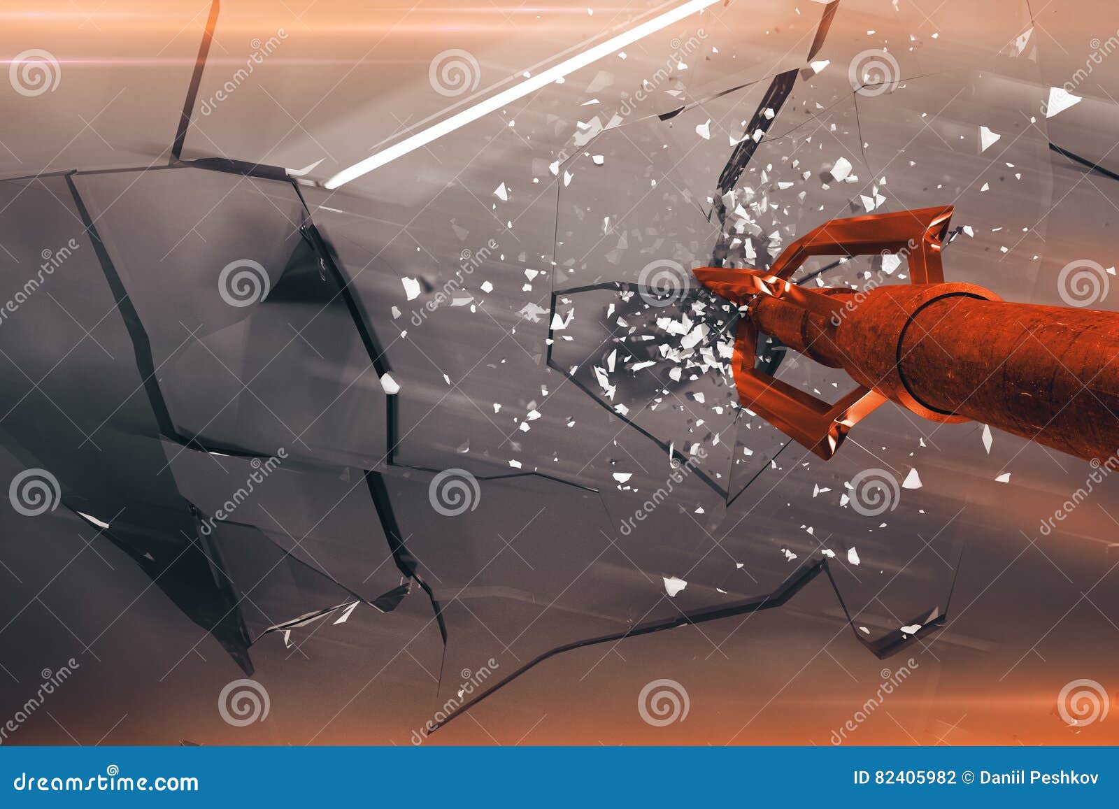 Red Arrow Breaking Glass Closeup Stock Illustration - Illustration of ...